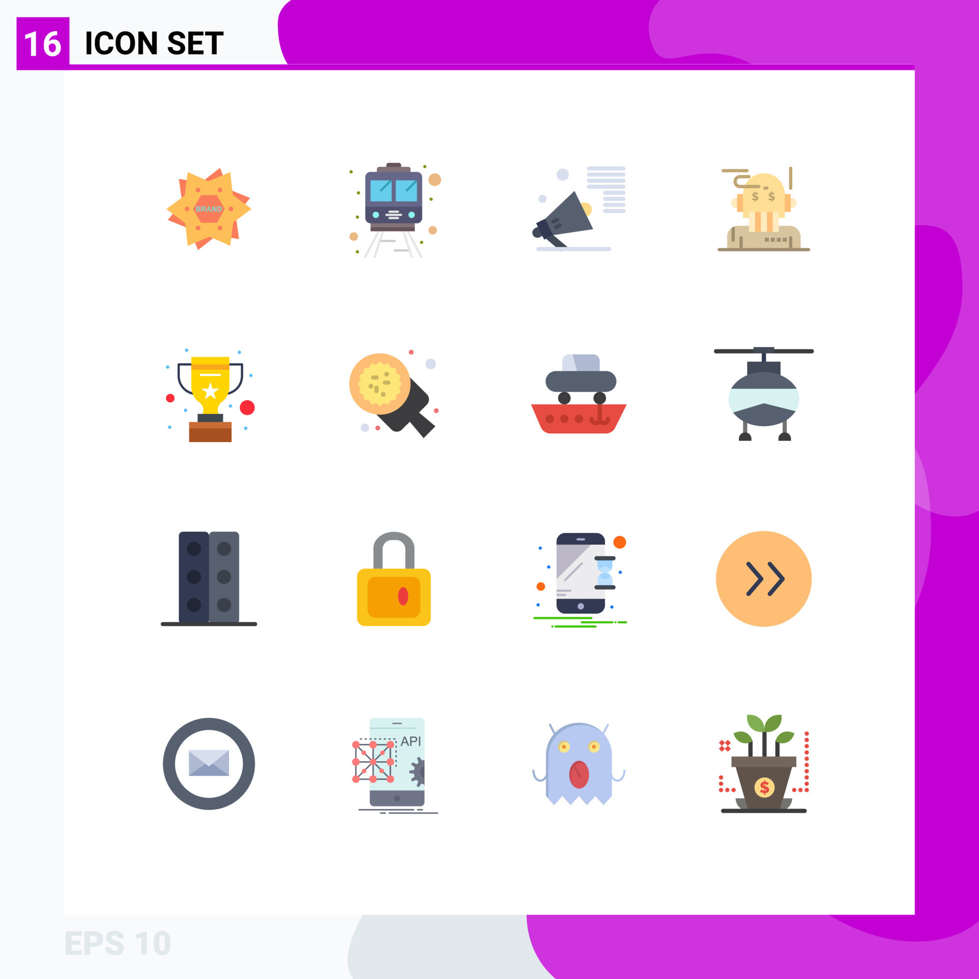 Set Of 16 Modern Ui Icons Symbols Signs For Analyst Advisor Advertising