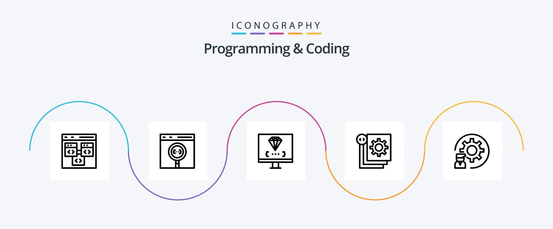 Programming And Coding Line 5 Icon Pack Including Development Coding