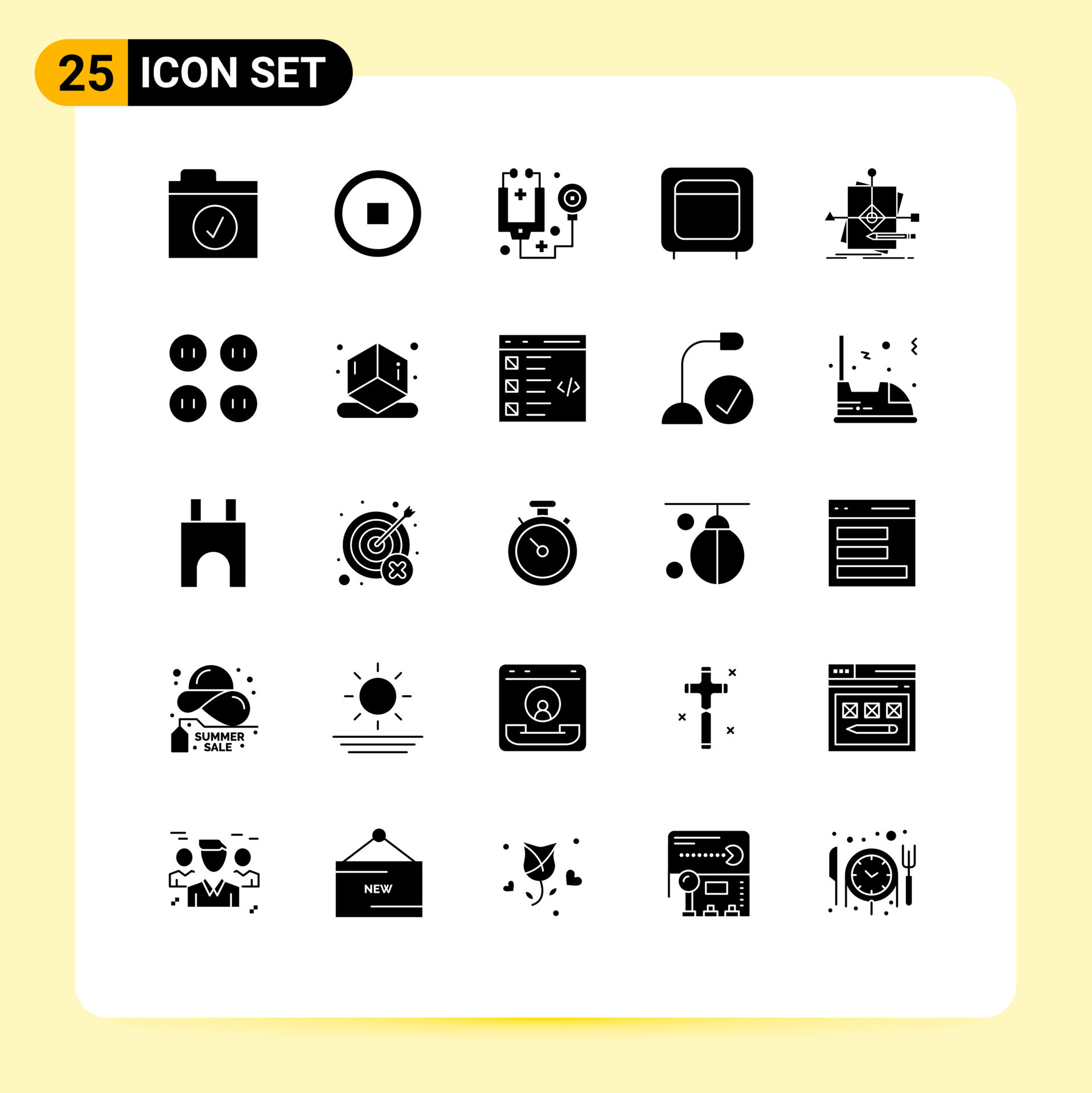 25 Universal Solid Glyphs Set For Web And Mobile Applications Foretelling Algorithm Stethoscope