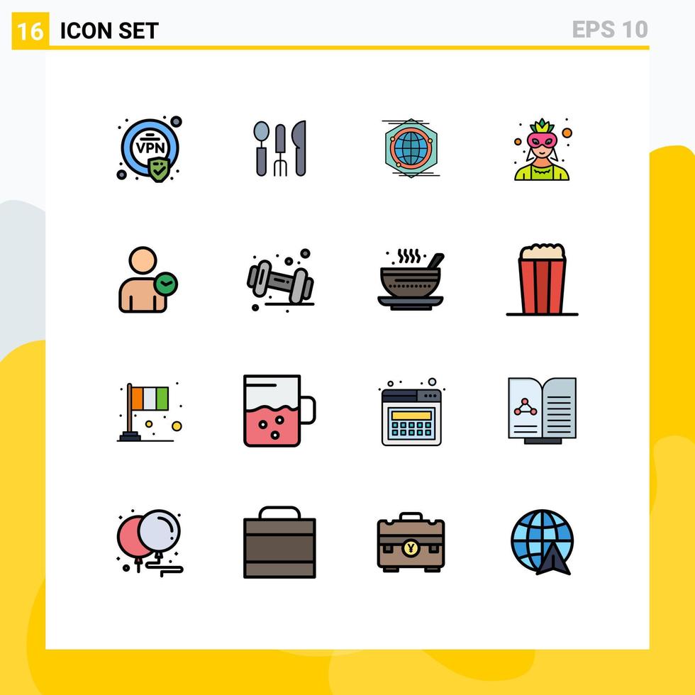 16 Universal Flat Color Filled Lines Set For Web And Mobile Applications Time Man Polygon