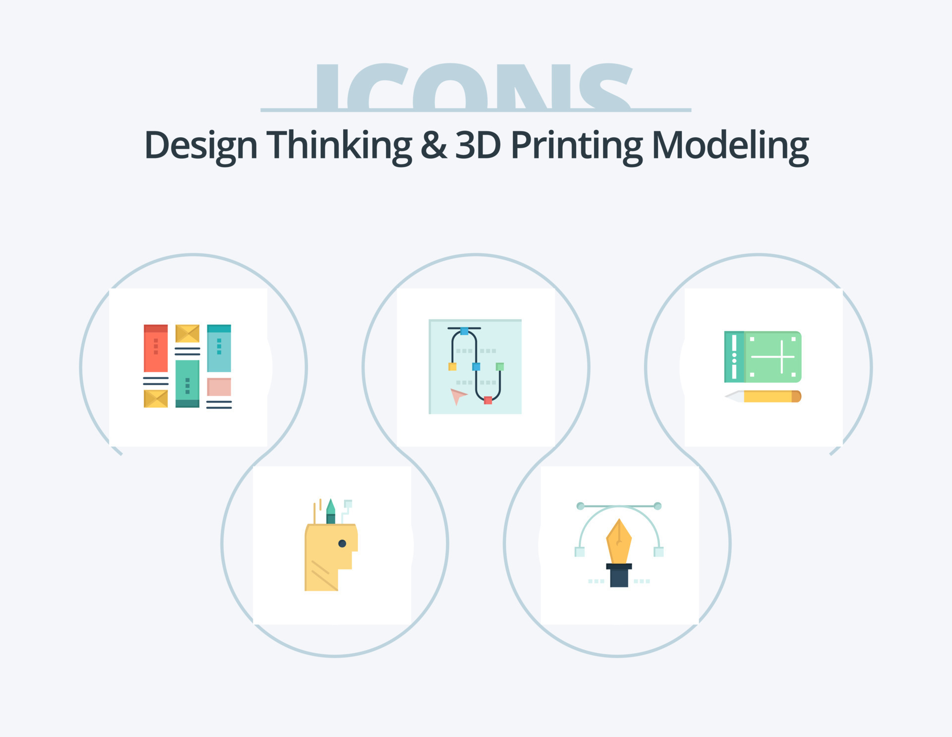 Design Thinking And D Printing Modeling Flat Icon Pack 5 Icon Design ... Design Thinking And D Printing Modeling Flat Icon Pack 5 Icon Design ...