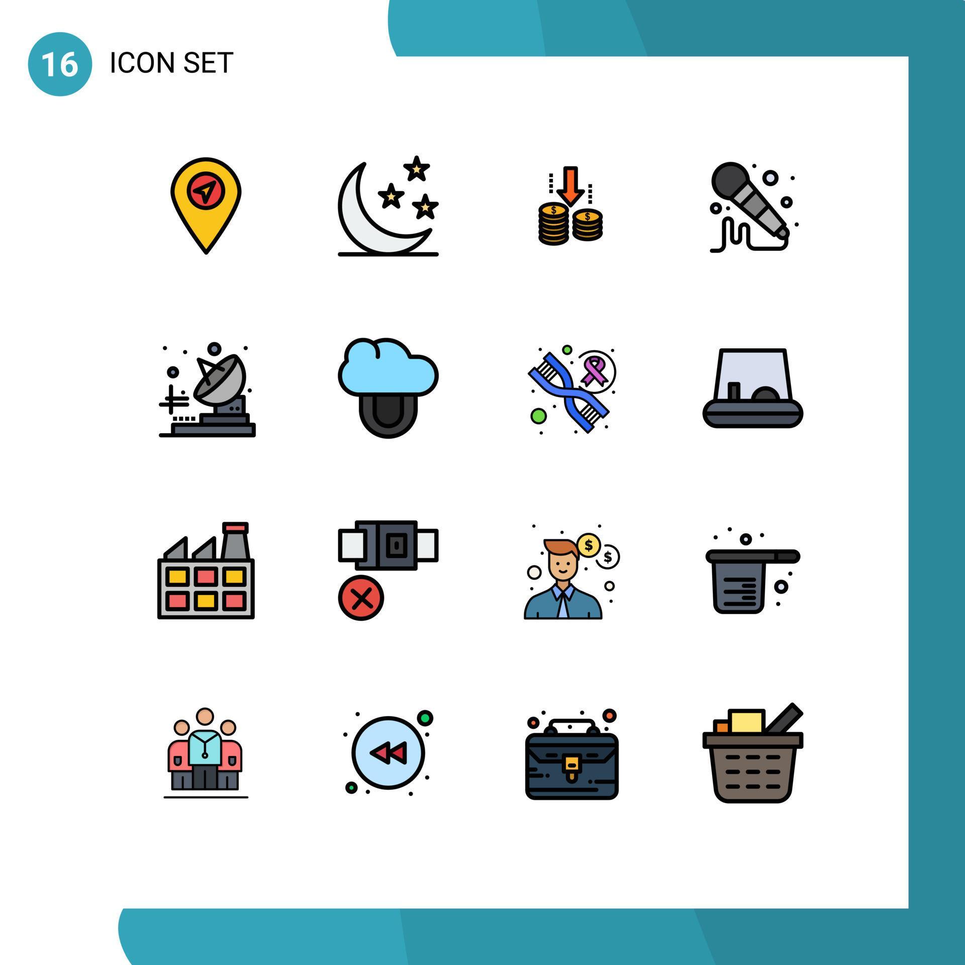 16 User Interface Flat Color Filled Line Pack of modern Signs and ...