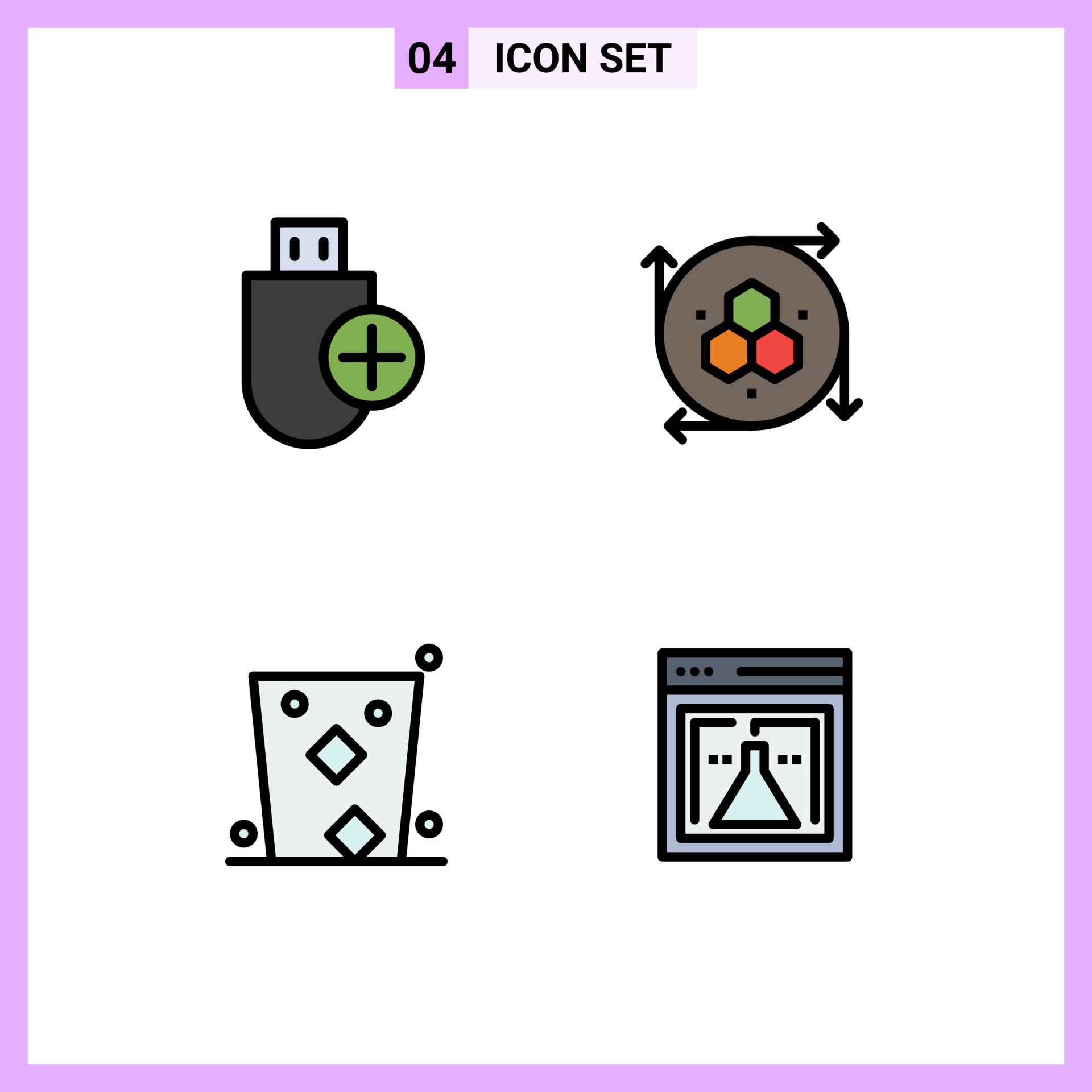 Filledline Flat Color Pack of 4 Universal Symbols of add alcohol ...