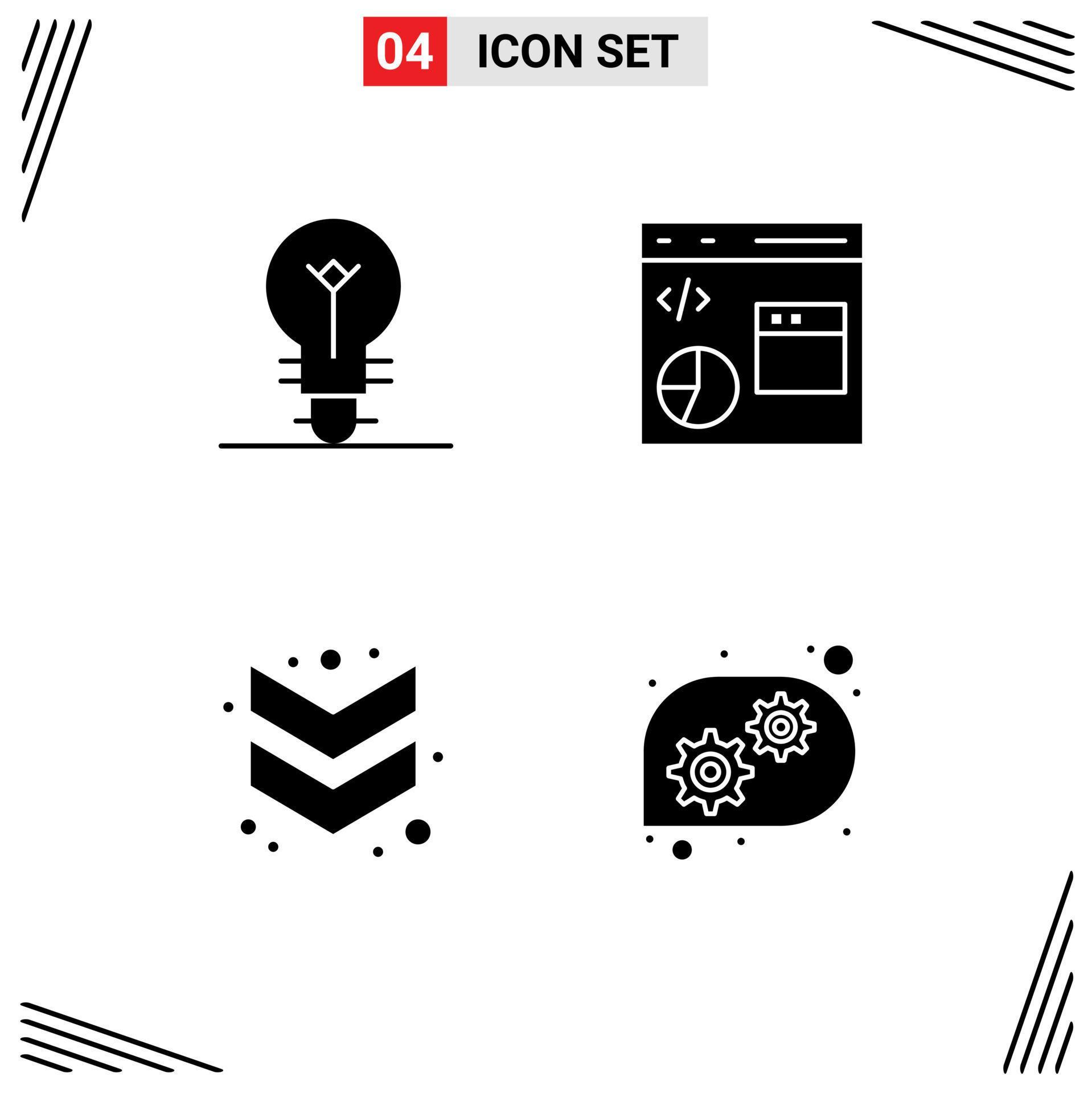 Group of 4 Solid Glyphs Signs and Symbols for bulb chevron coding ...