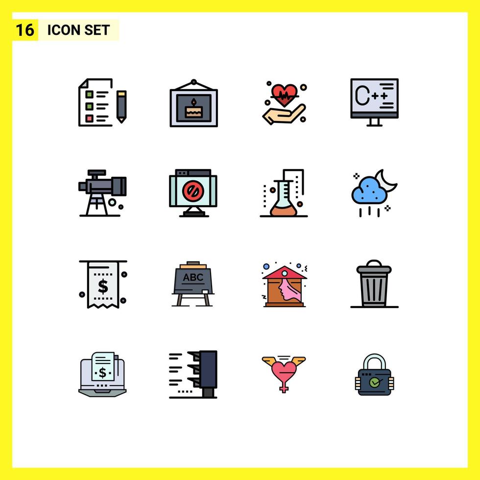 Stock Vector Icon Pack Of 16 Line Signs And Symbols For Programming Develop Picture Computer