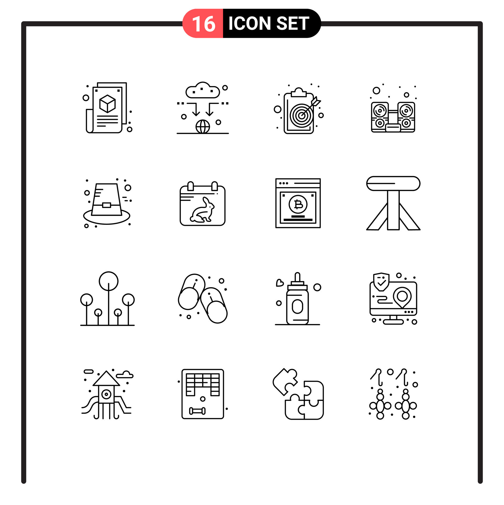 Pack Of 16 Creative Outlines Of Speaker Hardware Wifi Computer Objective Editable Vector Design