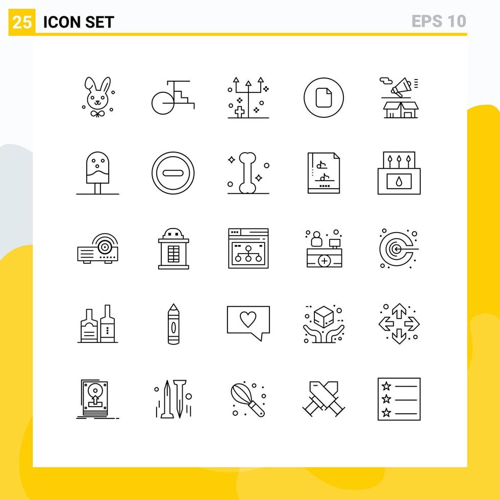 User Interface Pack of 25 Basic Lines of announcement ui frightening basic document Editable ...