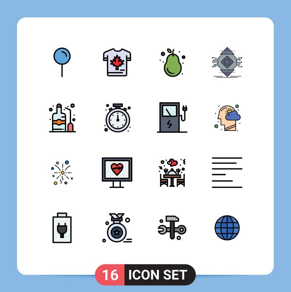 16 Thematic Vector Flat Color Filled Lines And Editable Symbols Of Computer Computing Maple