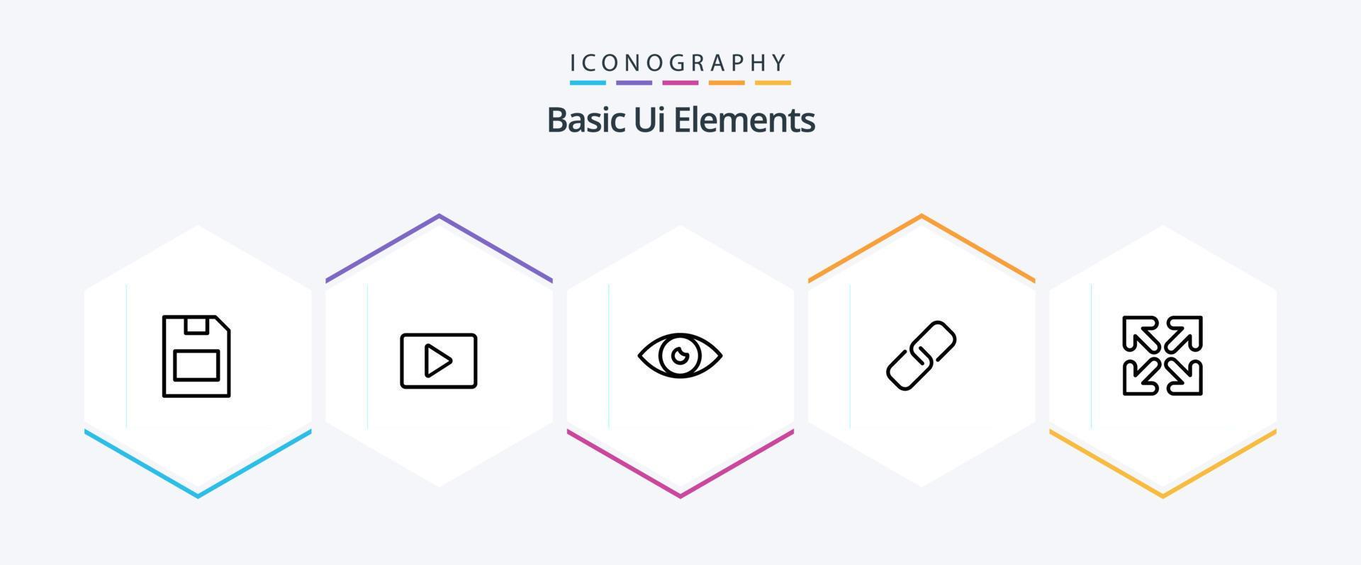 Basic Ui Elements 25 Line Icon Pack Including Arrow Pin App Paper Mobile 18661557 Vector Art