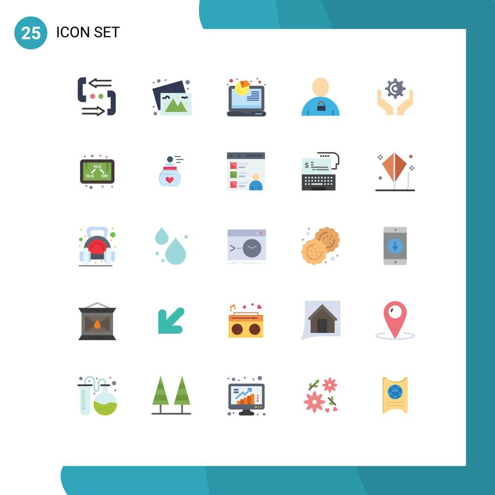 Mobile Interface Flat Color Set Of 25 Pictograms Of Unlocked Human Images Body Analytics