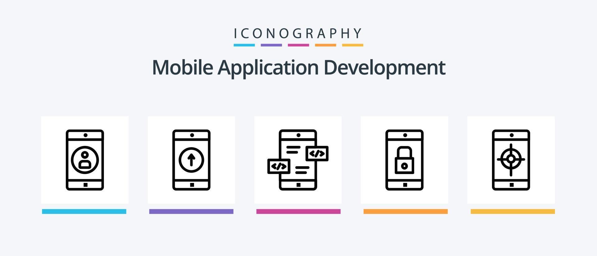 Mobile Application Development Line 5 Icon Pack Including Video Mobile Profile Application