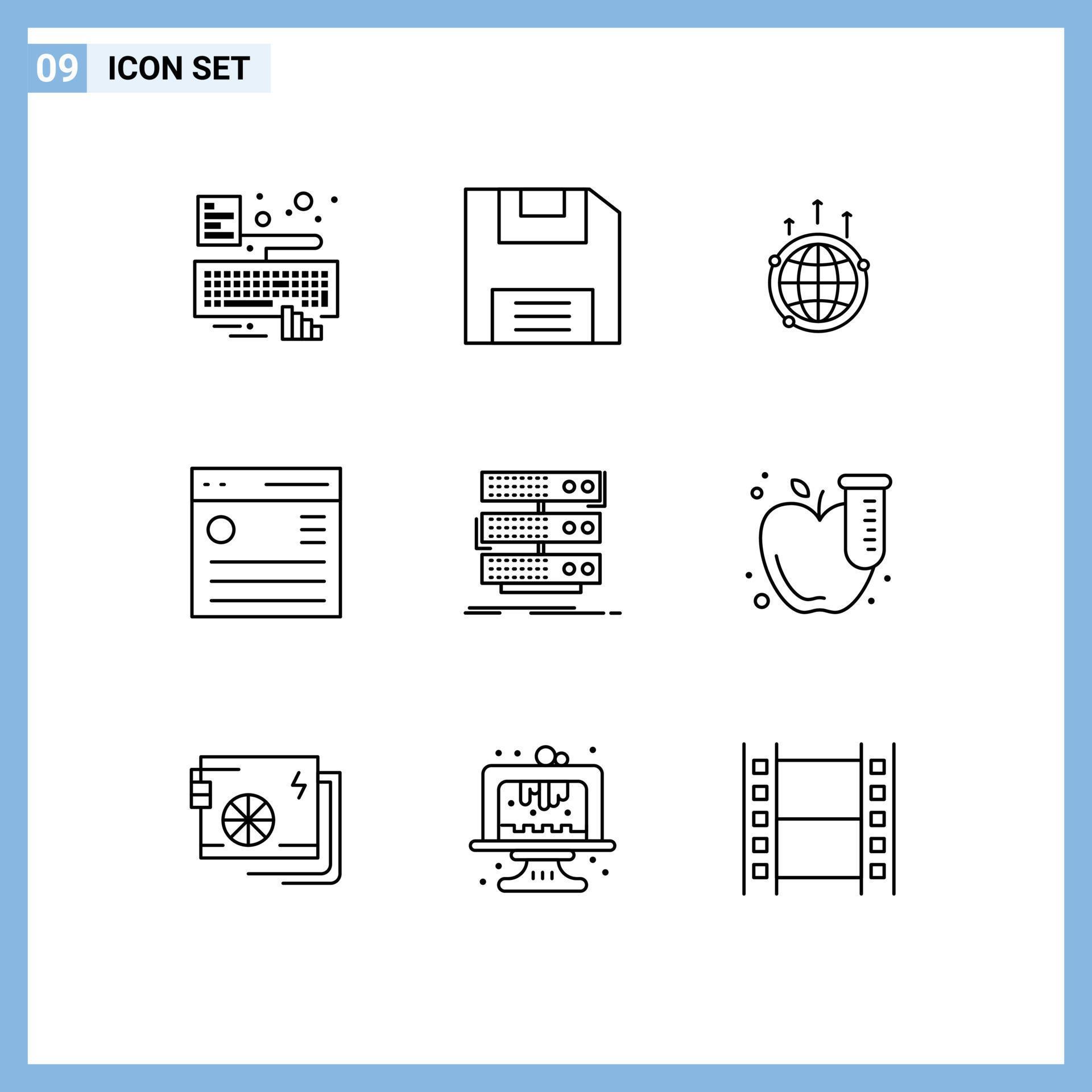 Stock Vector Icon Pack of 9 Line Signs and Symbols for user interface ...