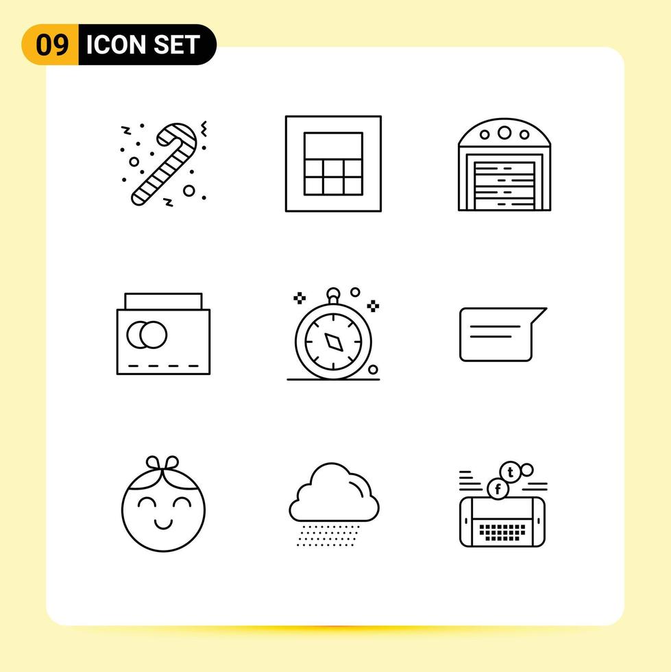 9 Universal Outlines Set For Web And Mobile Applications Basic Travel Beach Navigation Compass