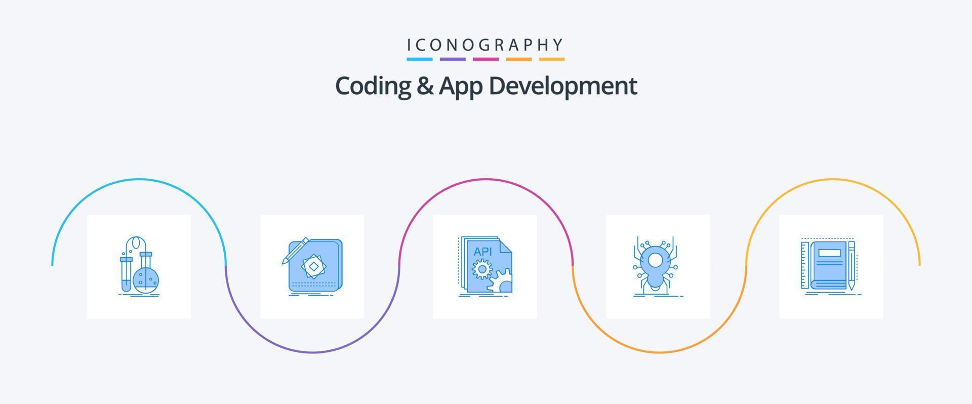 Coding And App Development Blue 5 Icon Pack Including Insect Software Logo Developer App