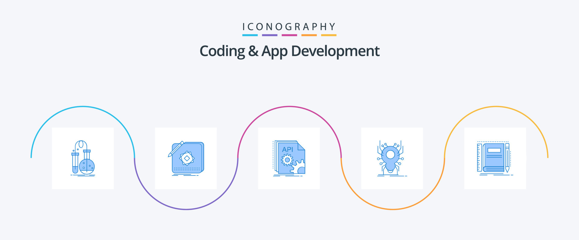 Coding And App Development Blue 5 Icon Pack Including Insect Software Logo Developer App
