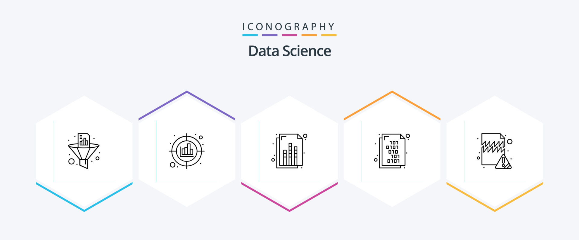 Data Science 25 Line icon pack including error. document. strategy. binary code. graph 18664074 ...