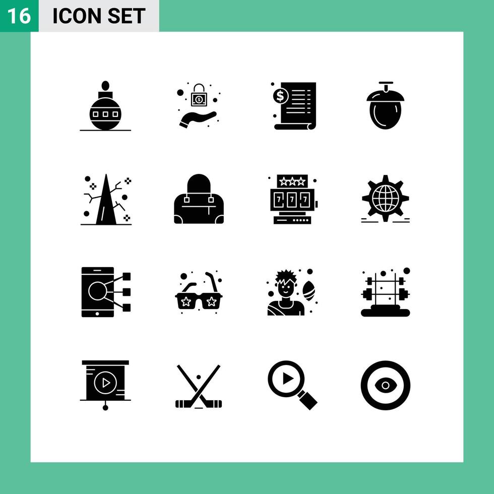 User Interface Pack Of 16 Basic Solid Glyphs Of Winter Thanksgiving File Autumn Nuts Editable