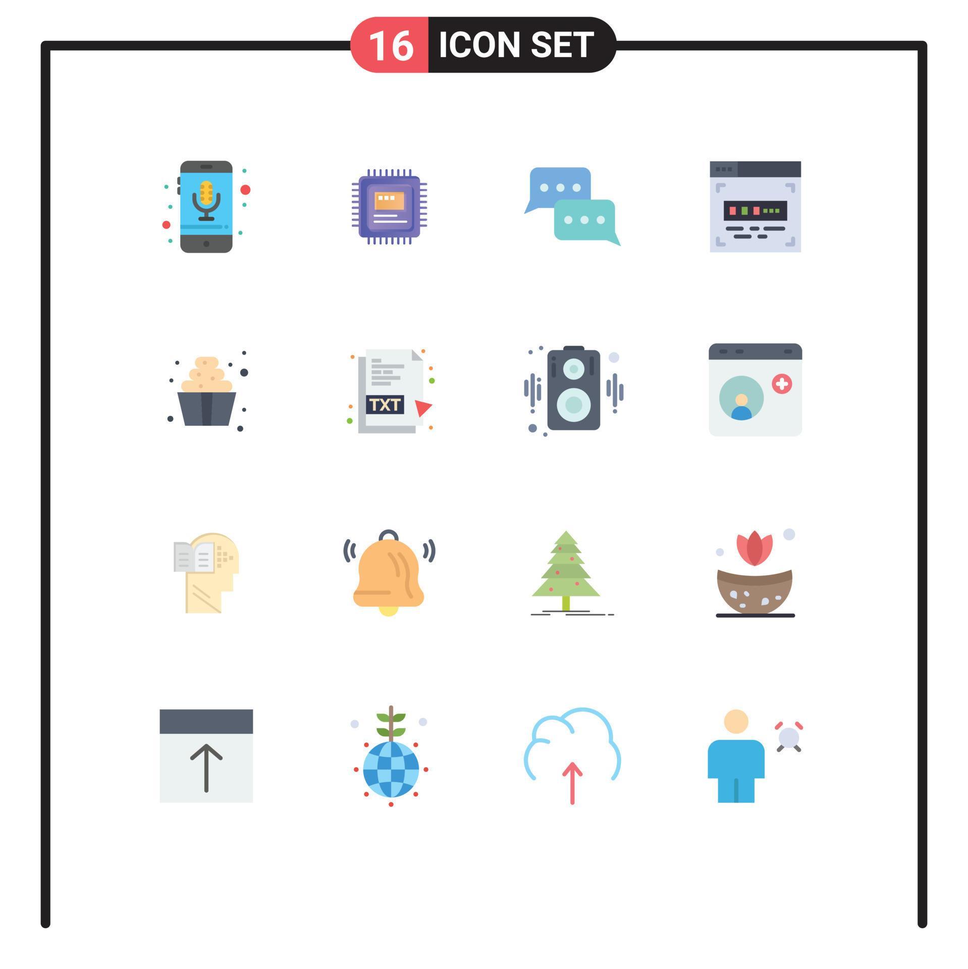 Set Of 16 Modern Ui Icons Symbols Signs For Dessert Coder Hardware Code Message Editable Pack Of