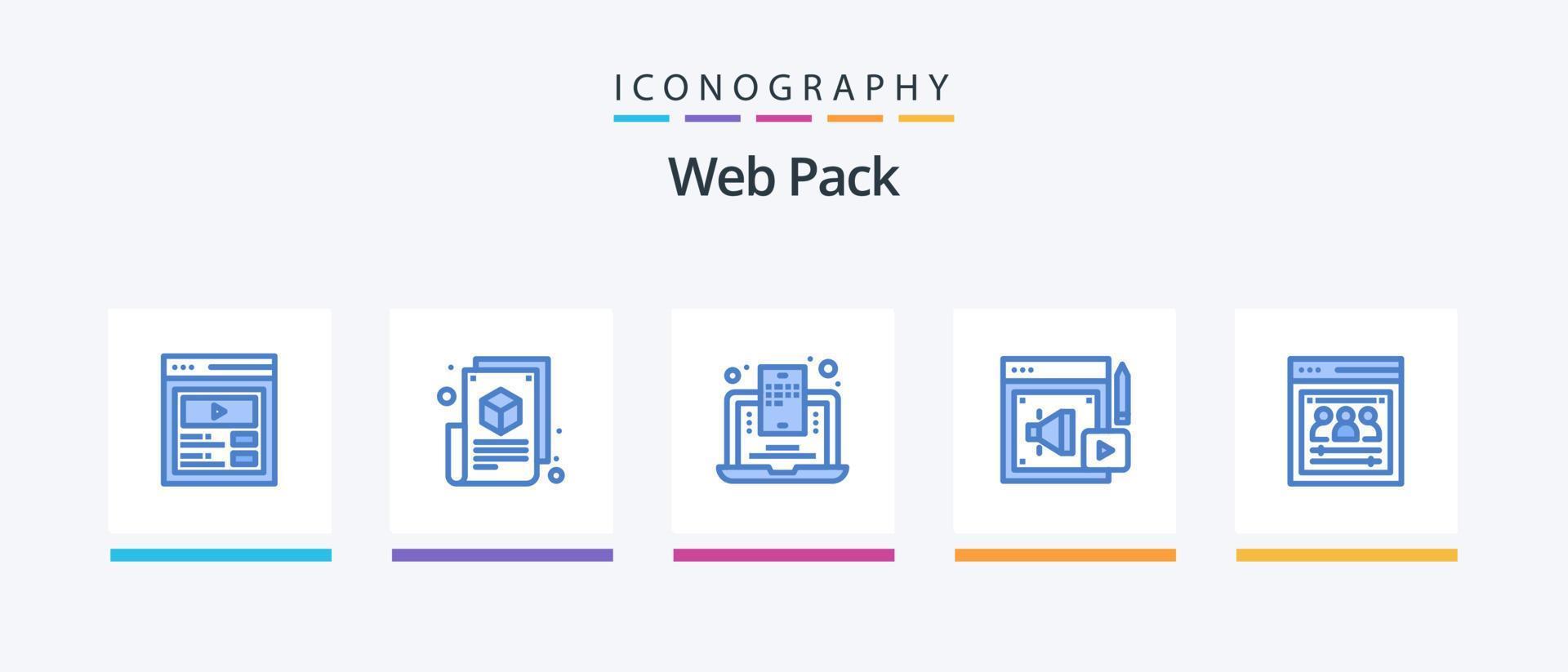 Web Pack Blue 5 Icon Pack Including organization page. loud hailer. design. digital marketing ...