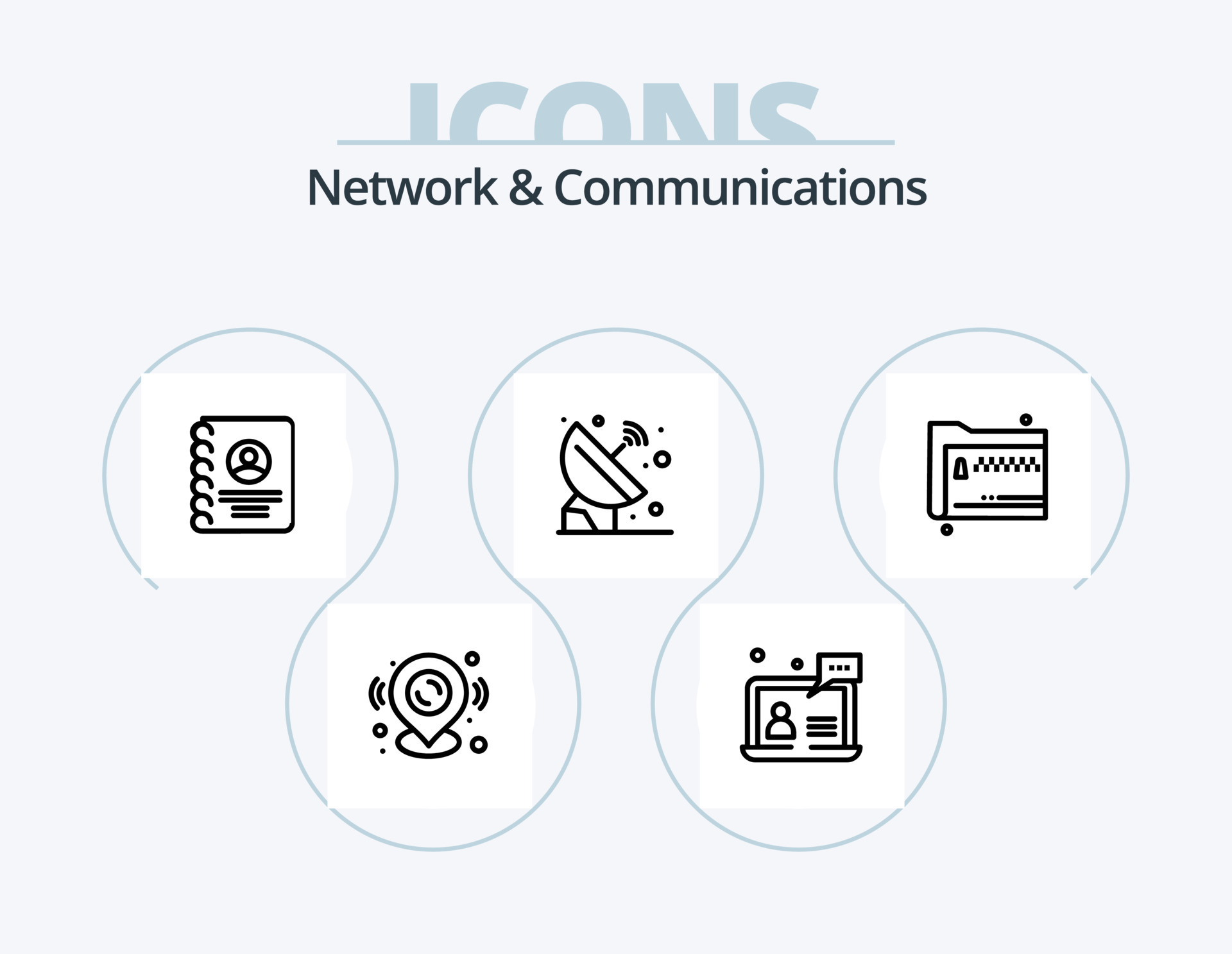 Network And Communications Line Icon Pack 5 Icon Design. map pin. map ...