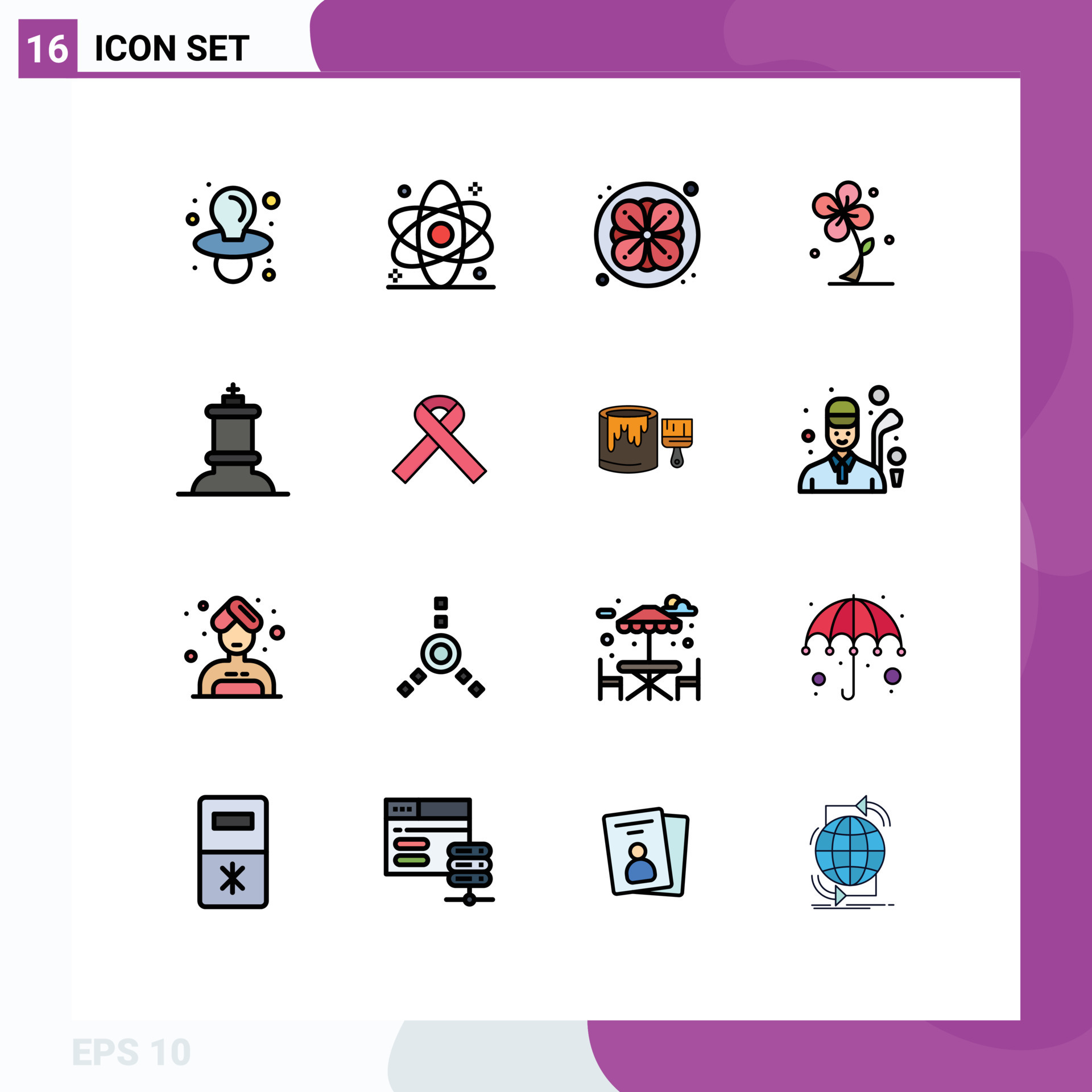 Set Of 16 Vector Flat Color Filled Lines On Grid For Figure Spring