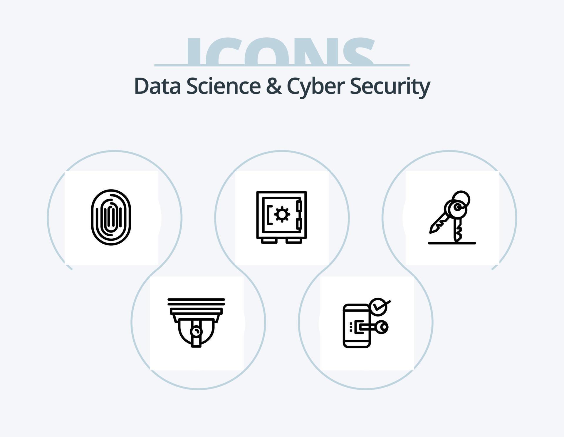 Data Science And Cyber Security Line Icon Pack 5 Icon Design Camera Security Shield Padlock