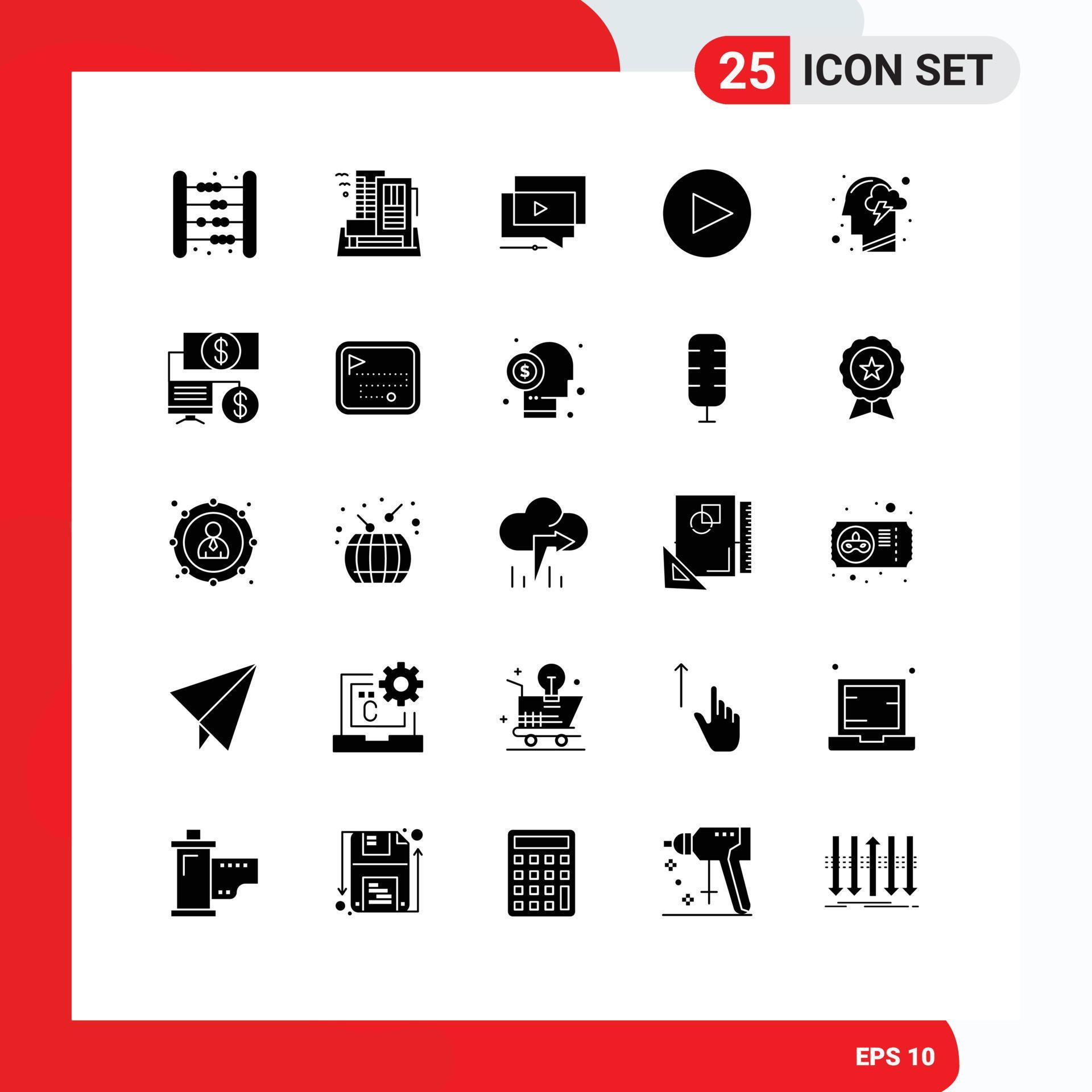 User Interface Pack Of 25 Basic Solid Glyphs Of Cloud Arrow Home Presentation Tutorial Editable