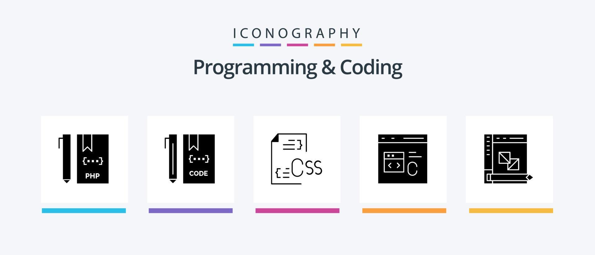 Programming And Coding Glyph 5 Icon Pack Including Coding C Development File Develop