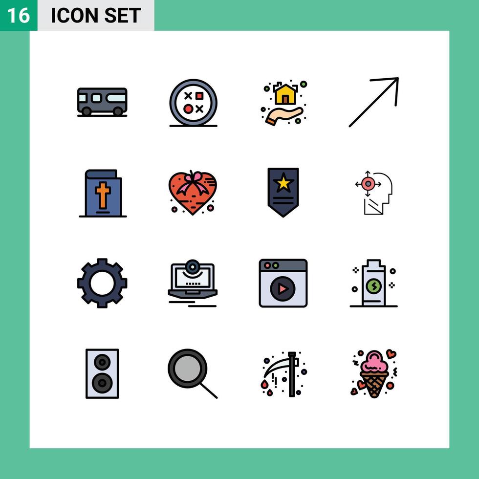 User Interface Pack Of 16 Basic Flat Color Filled Lines Of Bible Right Shape Arrow House