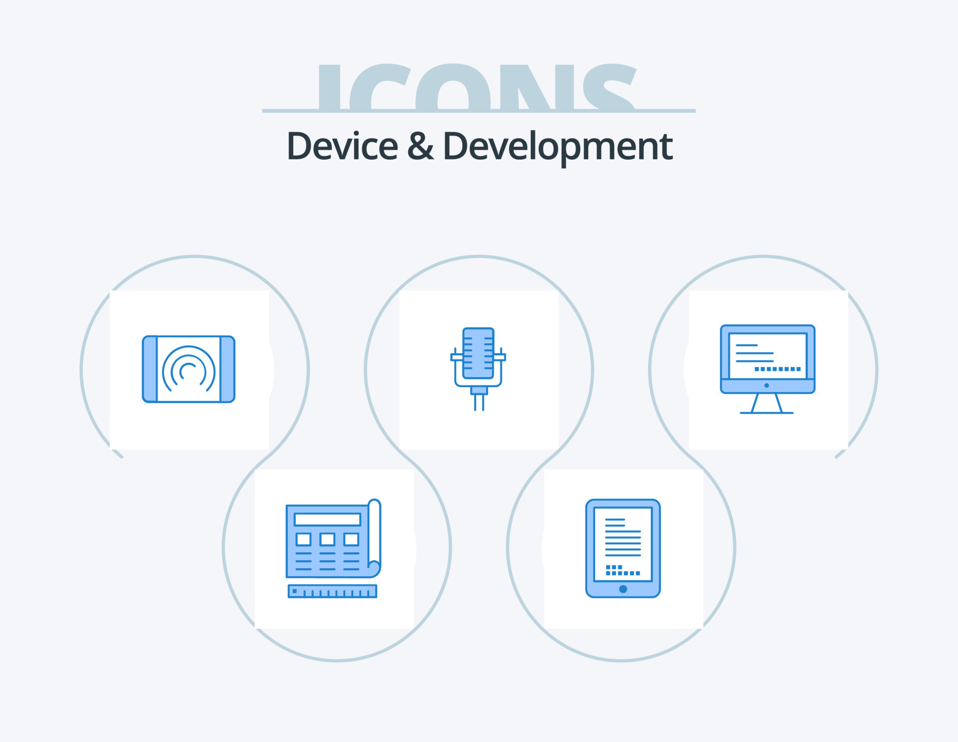 Device And Development Blue Icon Pack 5 Icon Design. computer. record ...