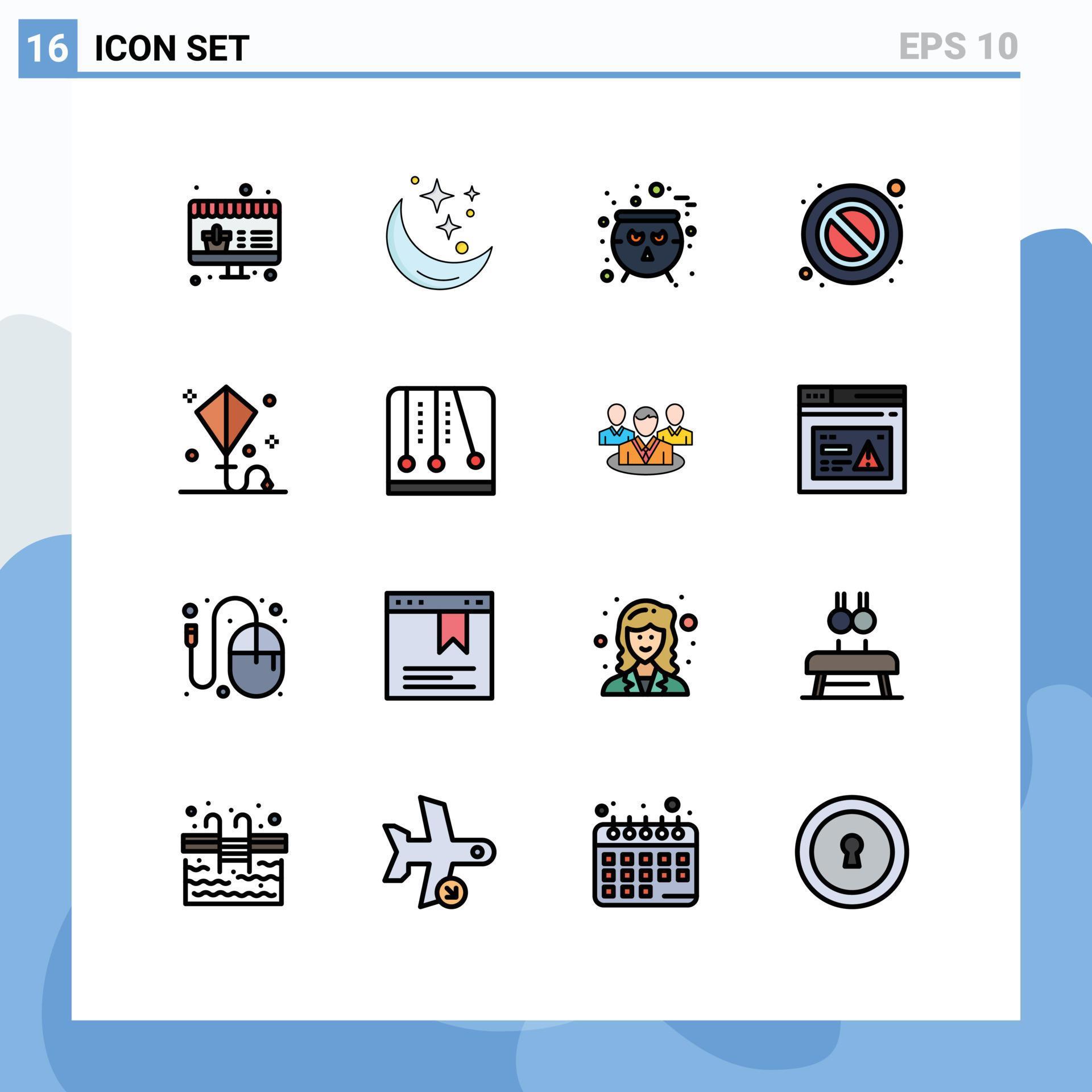 Stock Vector Icon Pack of 16 Line Signs and Symbols for kite happy ...