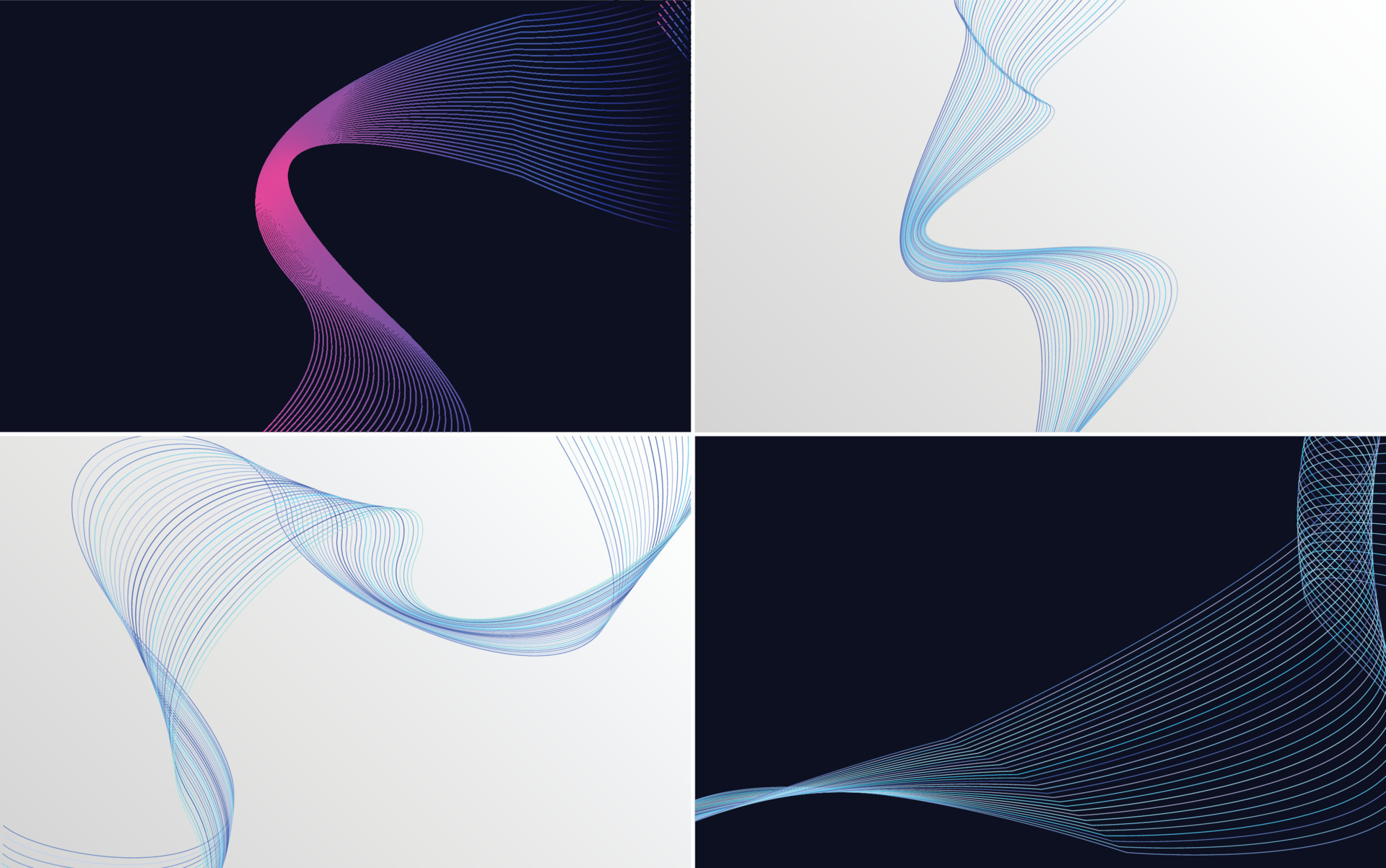 Set Of 4 Geometric Wave Pattern Background Abstract Waving Line 18670166 Vector Art At Vecteezy