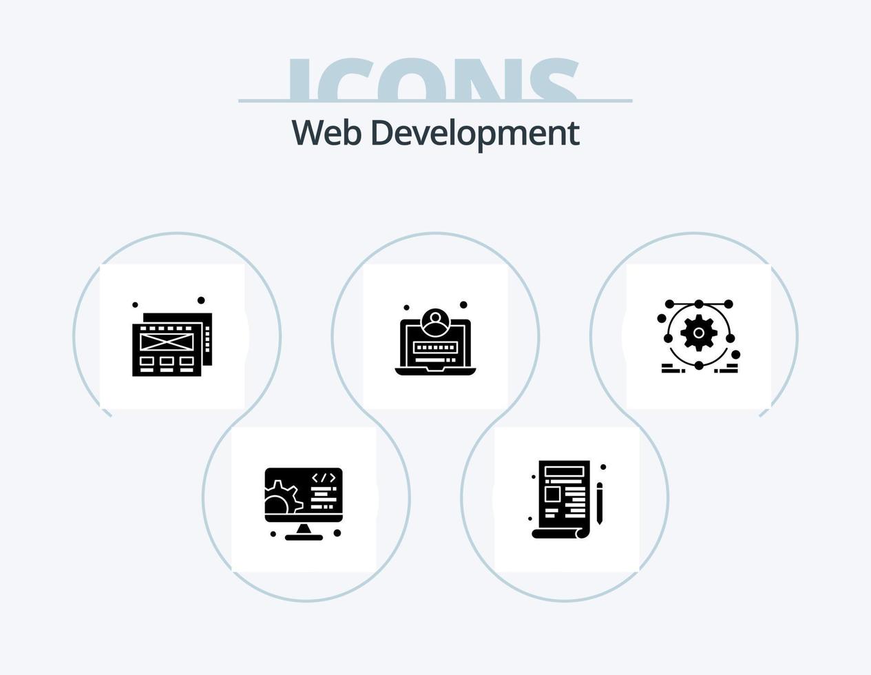 Web Development Glyph Icon Pack 5 Icon Design. . setting. mockup design ...