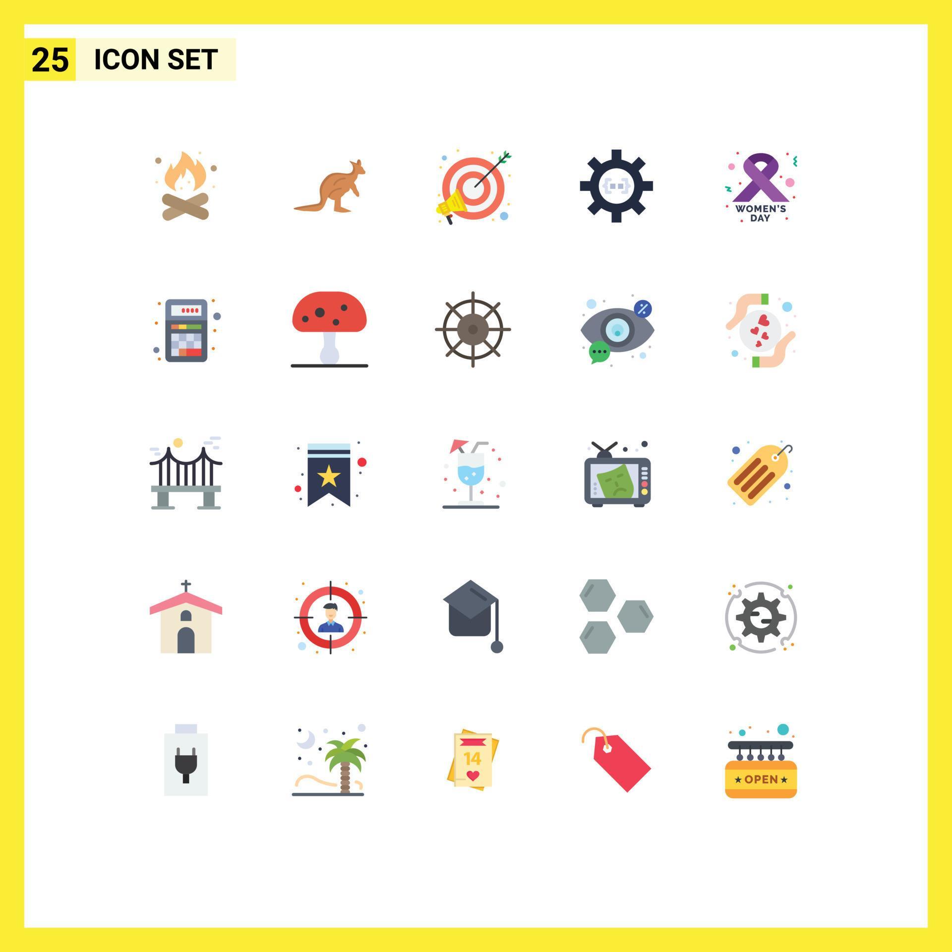 Pictogram Set Of 25 Simple Flat Colors Of Develop Coding Indigenous Marketing Target Editable