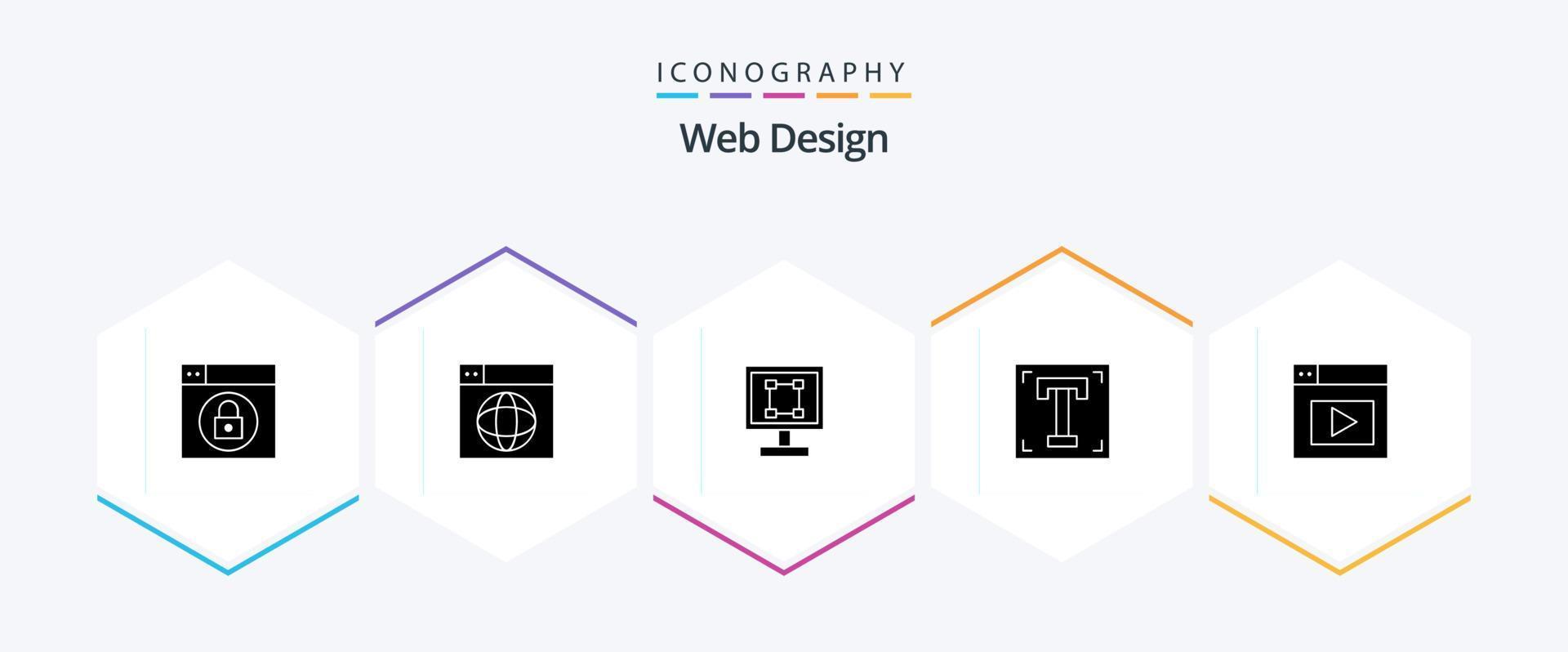 Web Design 25 Glyph icon pack including text. path. crop. font. application 18673507 Vector Art ...