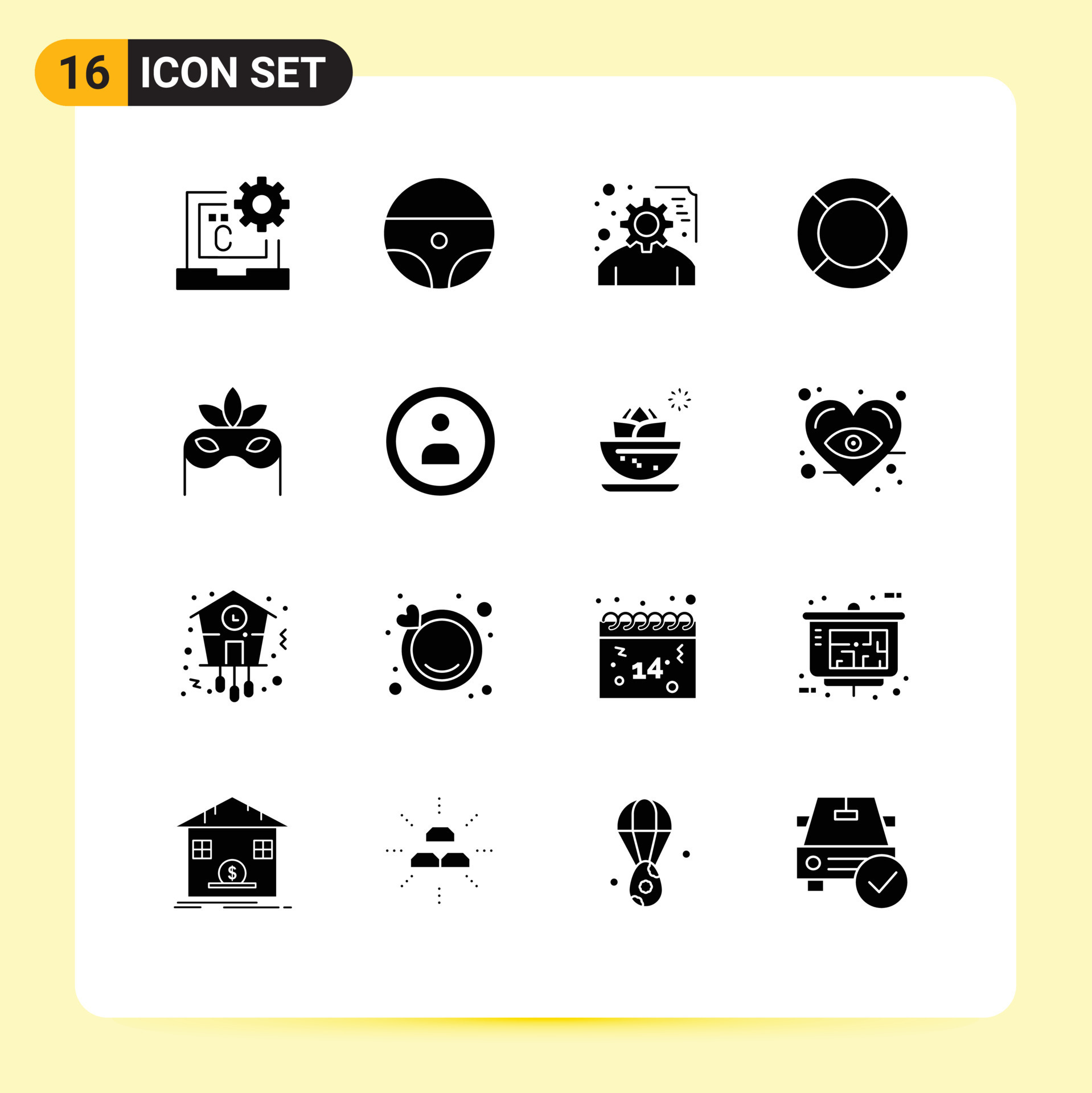 User Interface Pack Of 16 Basic Solid Glyphs Of Costume Ui Development Help Basic Editable