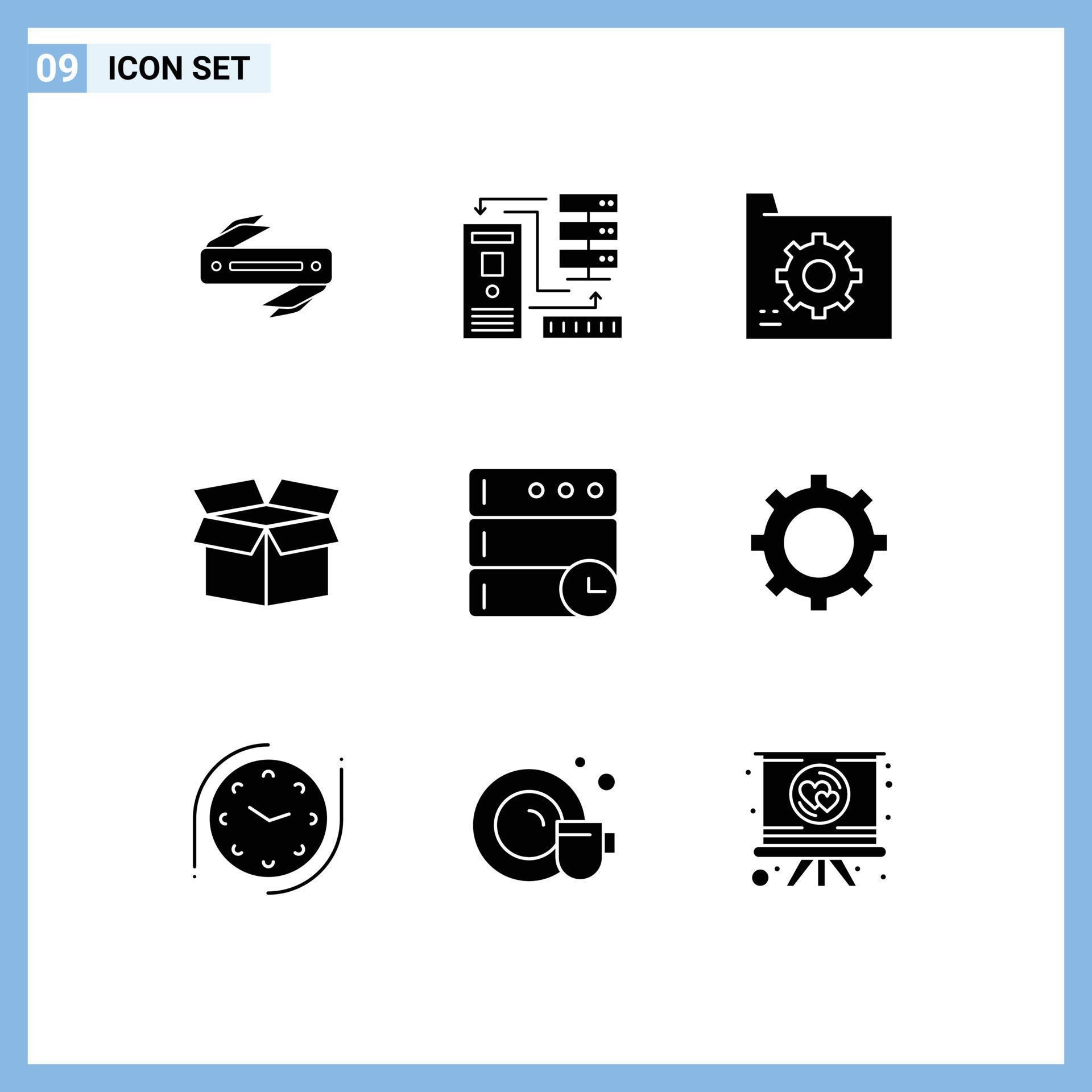 Pack of 9 Modern Solid Glyphs Signs and Symbols for Web Print Media ...