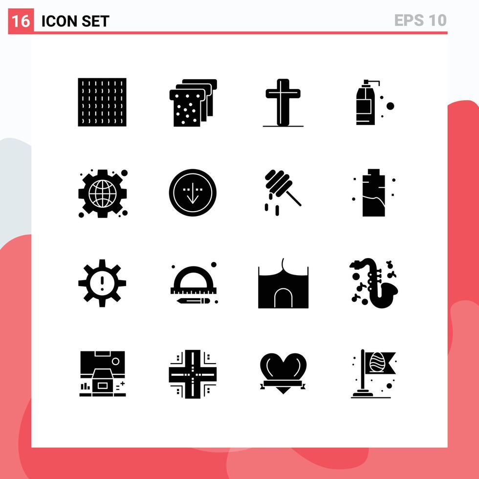 Set of 16 Modern UI Icons Symbols Signs for direction web cross interface product Editable ...
