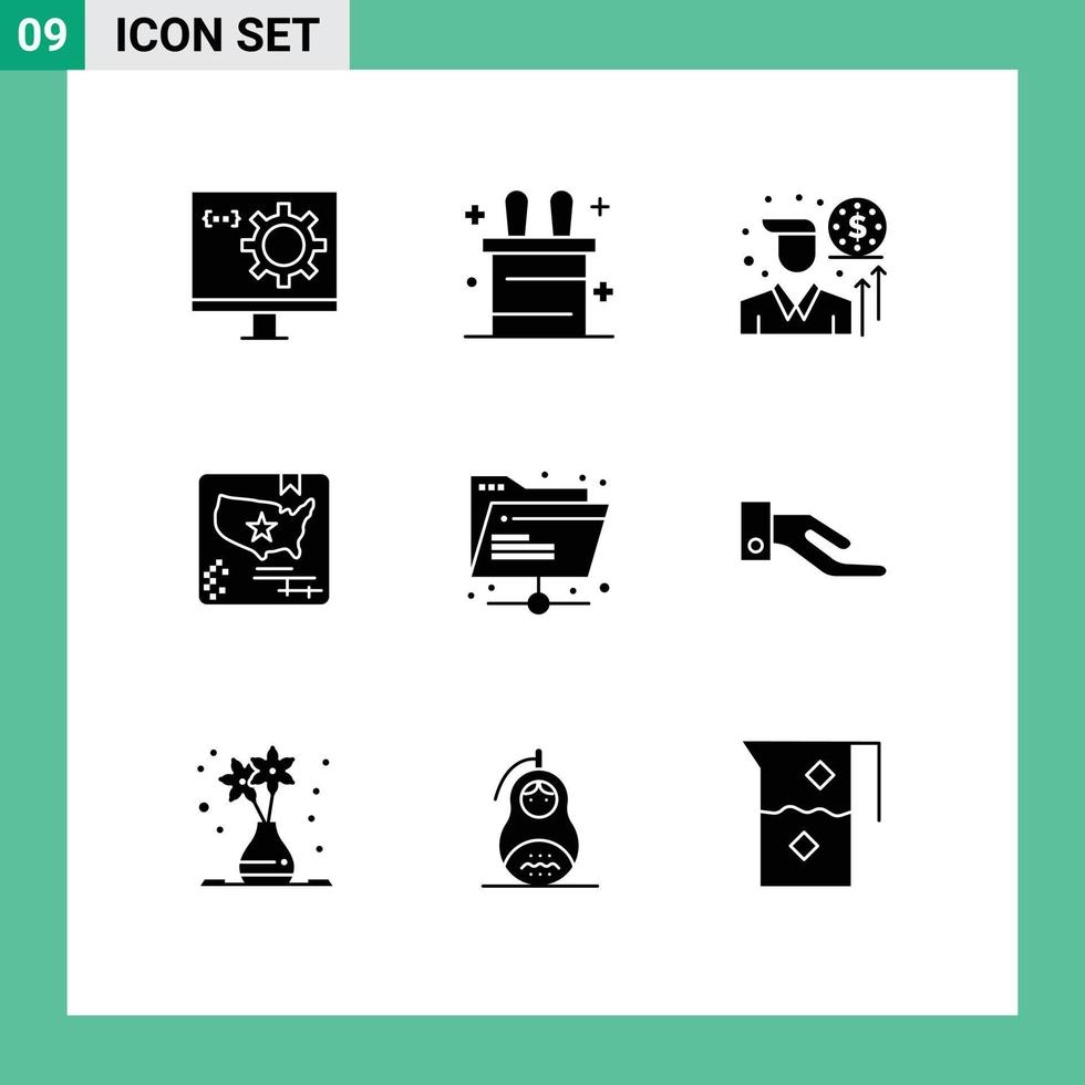 Group of 9 Solid Glyphs Signs and Symbols for shared internet ...