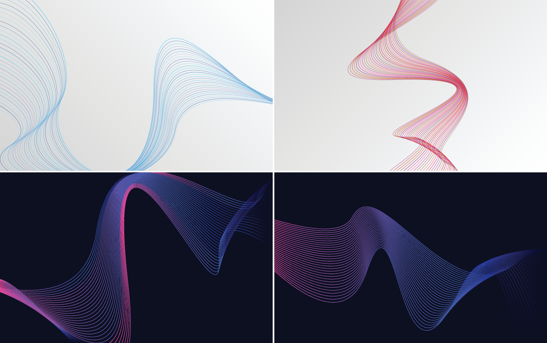 Set Of 4 Geometric Wave Pattern Background Abstract Waving Line 18675356 Vector Art At Vecteezy