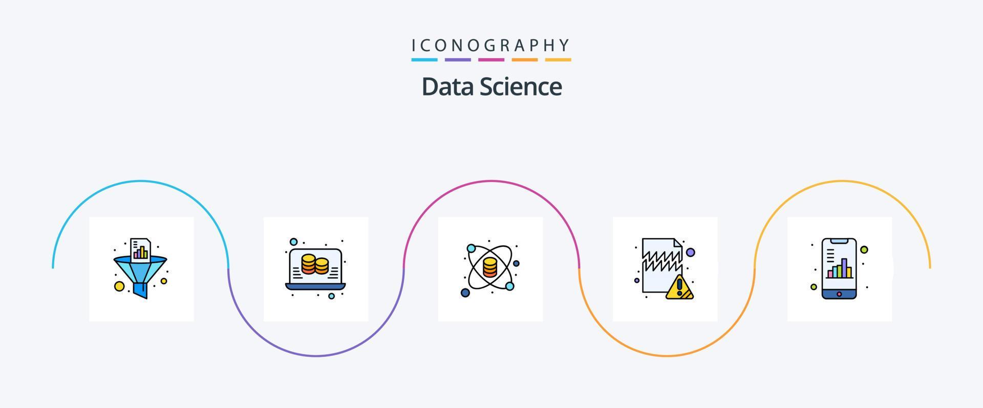 Data Science Line Filled Flat 5 Icon Pack Including mobile. file. science. error. science ...