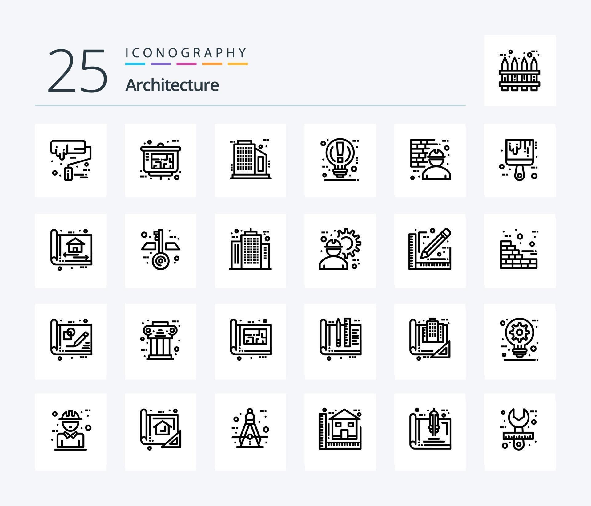 Architecture 25 Line icon pack including construction. pause. building ...
