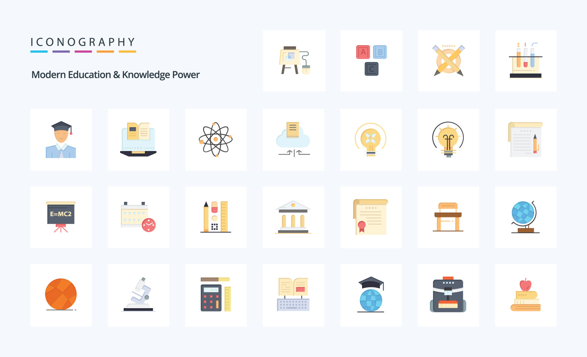 25 Modern Education And Knowledge Power Flat color icon pack 18675623 ...