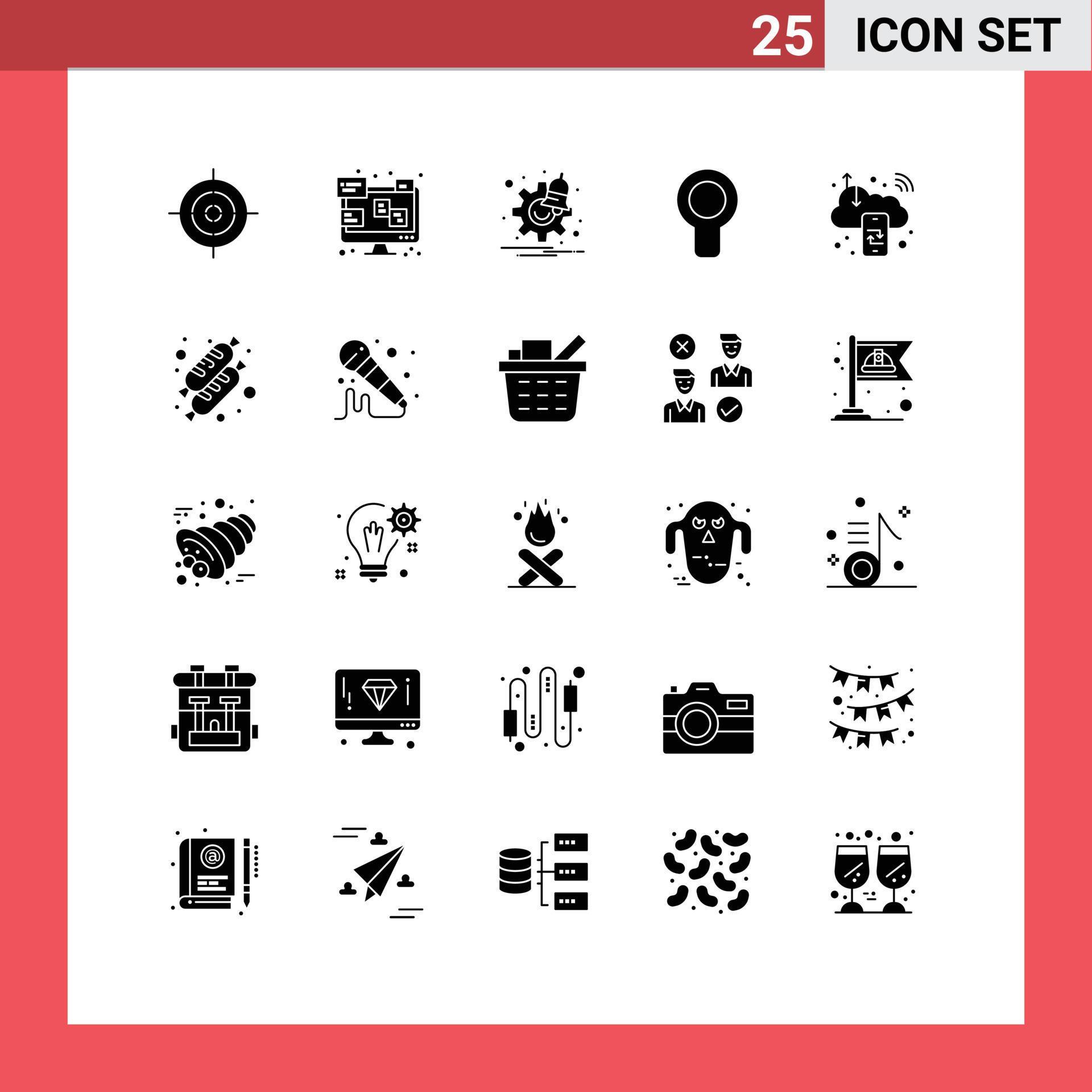 Pictogram Set of 25 Simple Solid Glyphs of computing business options wind cool Editable Vector ...