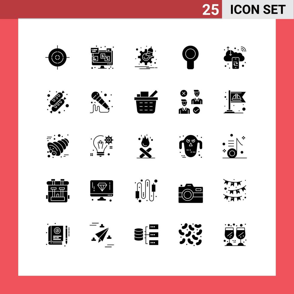 Pictogram Set of 25 Simple Solid Glyphs of computing business options wind cool Editable Vector ...