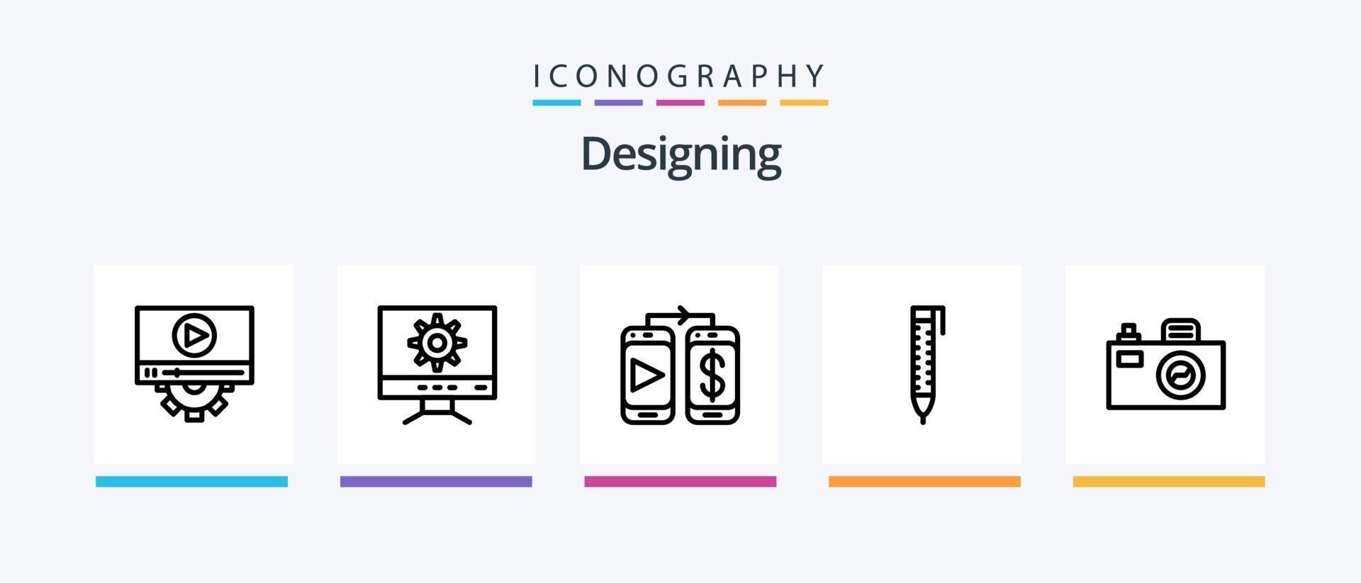 Designing Line 5 Icon Pack Including . design. design. scale. material. Creative Icons Design ...