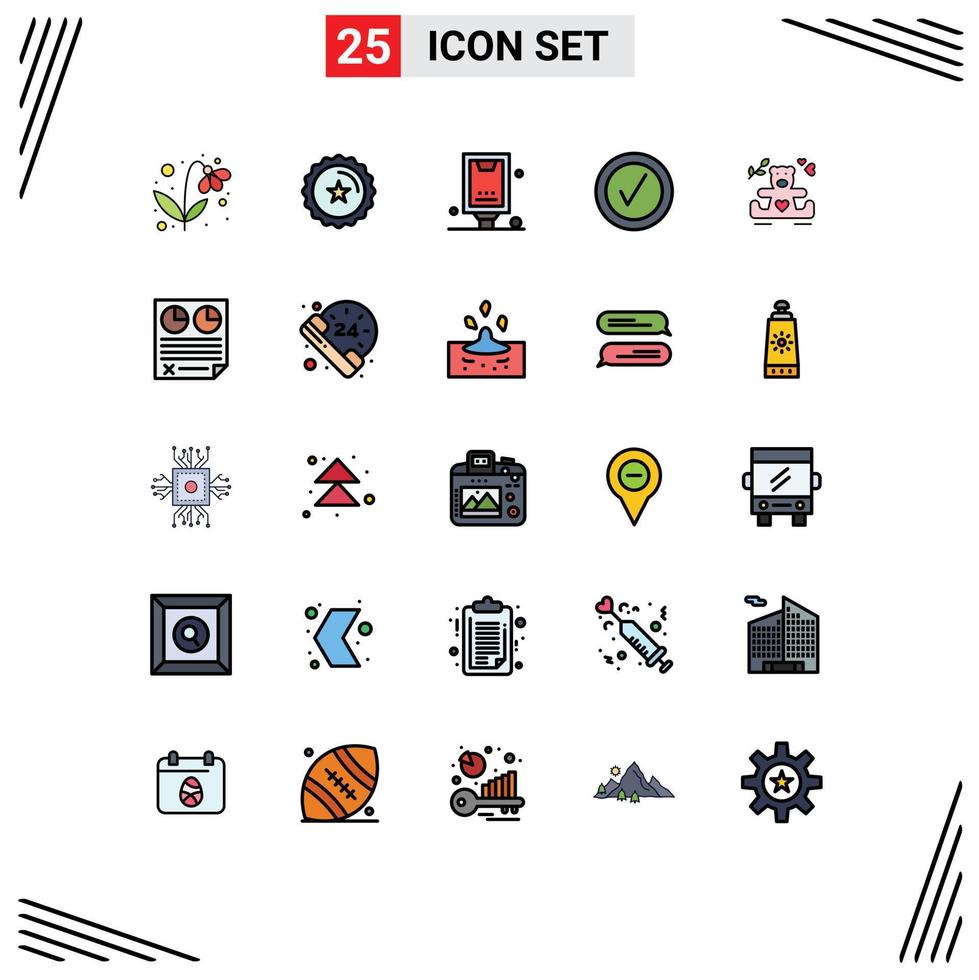 Stock Vector Icon Pack of 25 Line Signs and Symbols for love tick ...