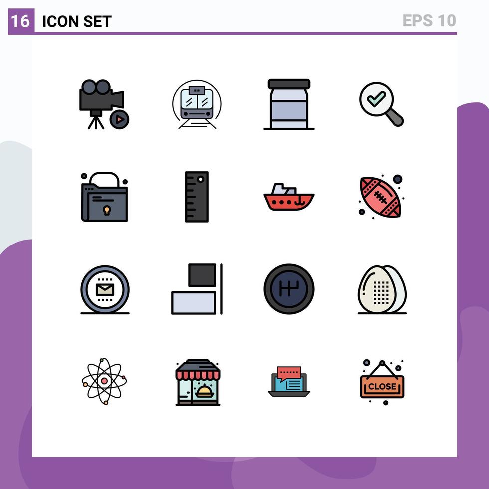 16 User Interface Flat Color Filled Line Pack of modern Signs and ...