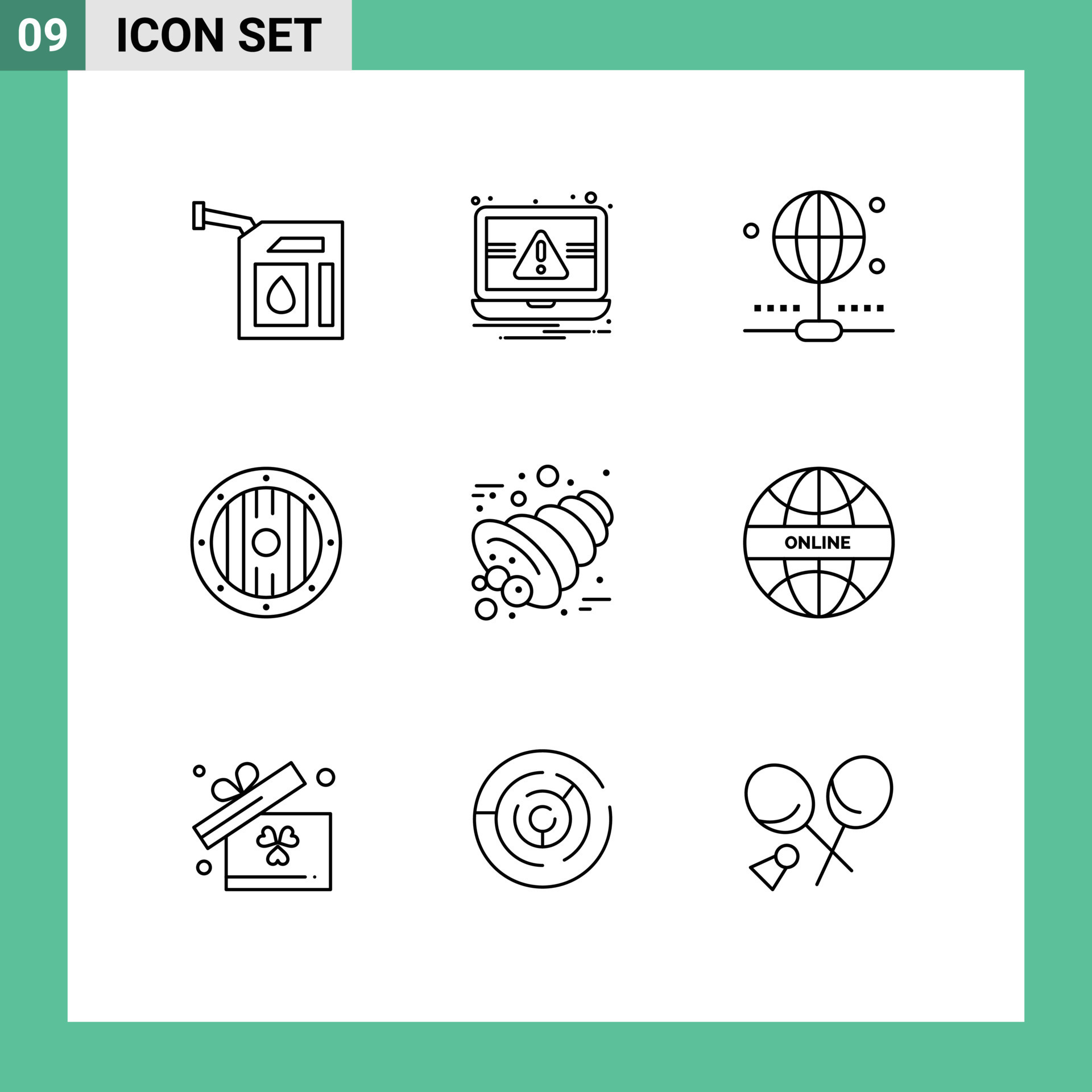User Interface Pack Of 9 Basic Outlines Of Horn Autumn Connection Spa Game Editable Vector
