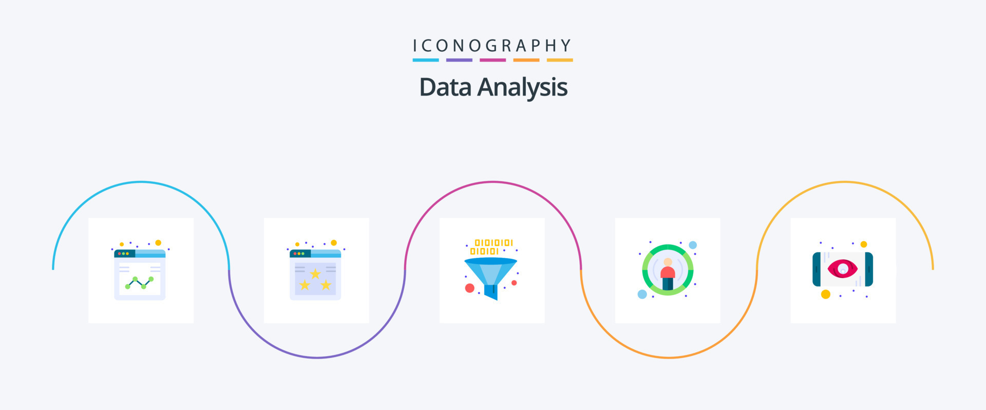 Data Analysis Flat 5 Icon Pack Including user. report. rating star. database. management ...
